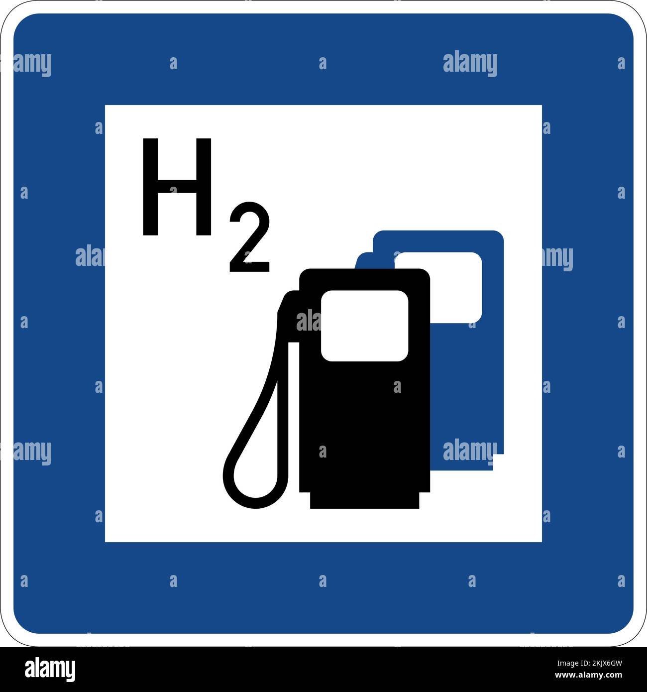 Hydrogen filling station sign, Service Signs, road signs germany Stock ...