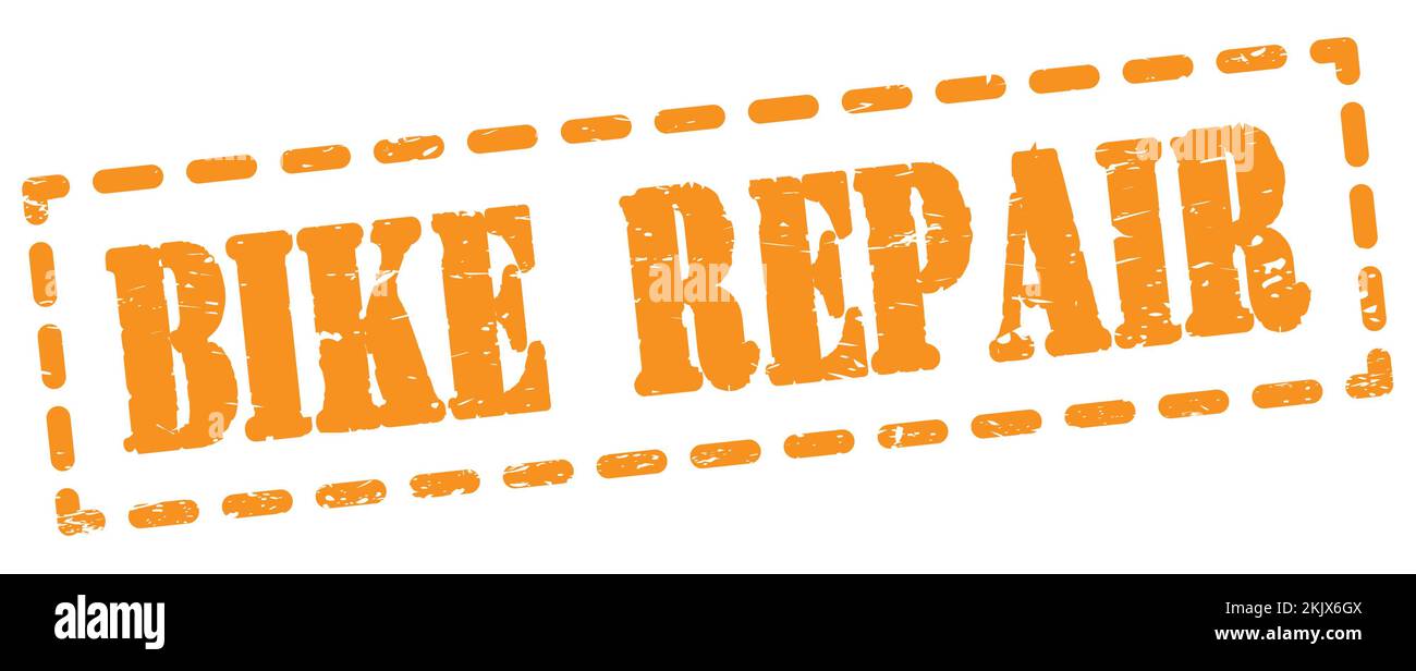BIKE REPAIR text written on orange dash stamp sign Stock Photo - Alamy