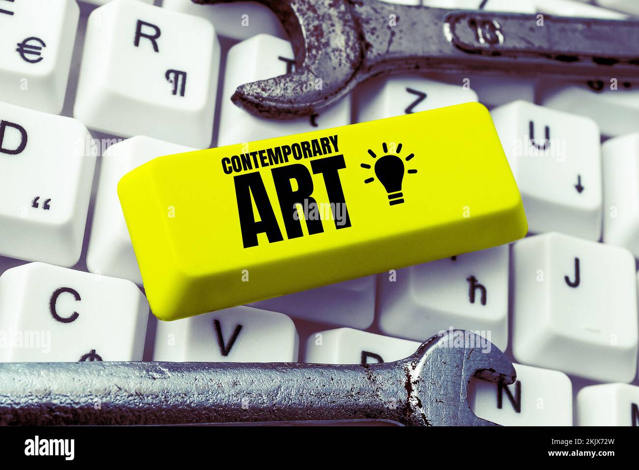 Conceptual display Contemporary Art. Word Written on made today by ...