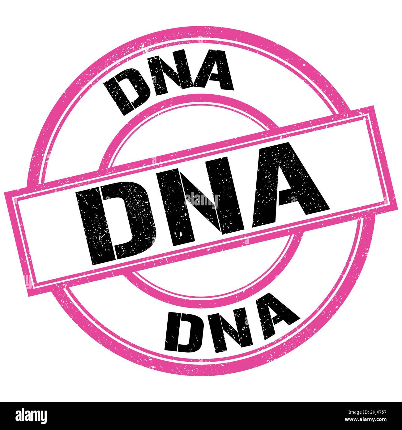 DNA text written on pink-black round stamp sign Stock Photo - Alamy