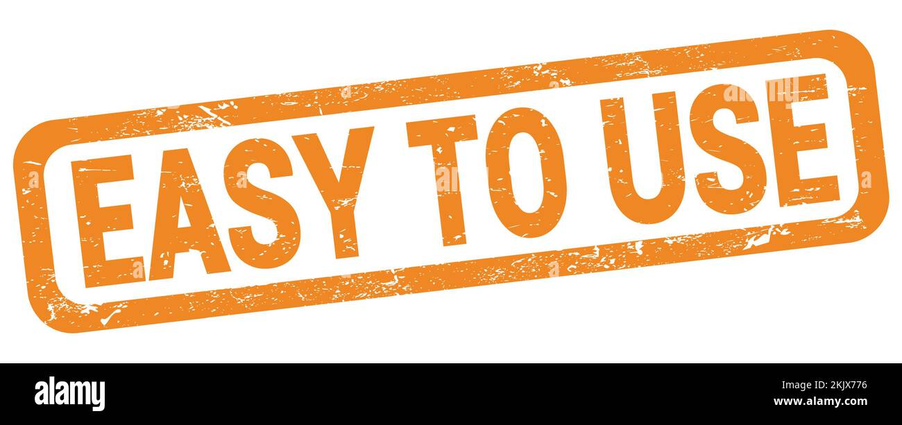 EASY TO USE text written on orange rectangle stamp sign Stock Photo - Alamy