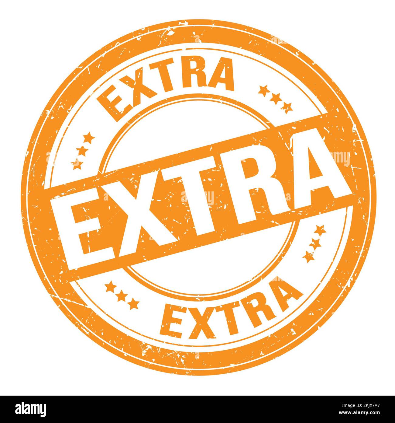 EXTRA text written on orange round grungy stamp sign Stock Photo - Alamy