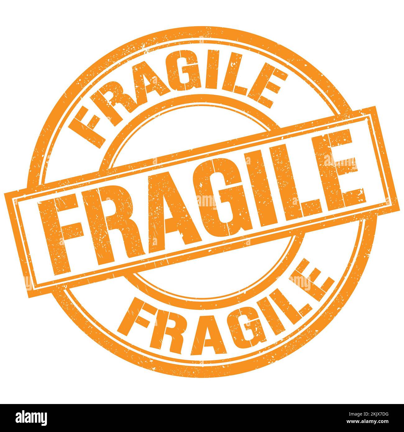FRAGILE text written word on orange round stamp sign Stock Photo - Alamy
