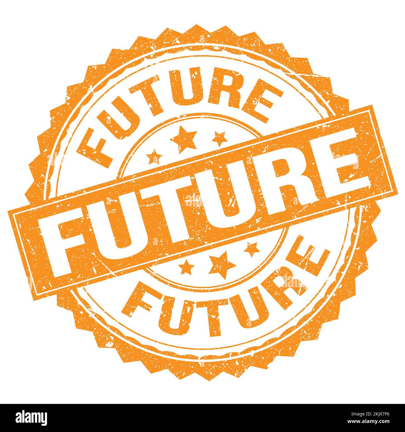 FUTURE text written on orange round stamp sign Stock Photo - Alamy