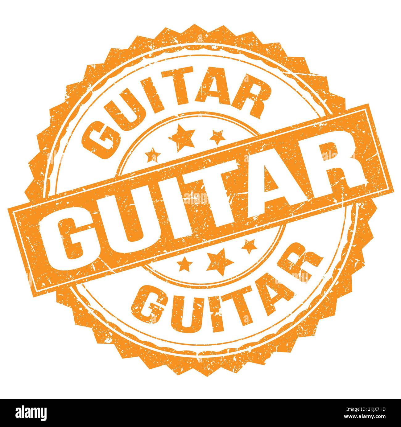 GUITAR text written on orange round stamp sign Stock Photo - Alamy