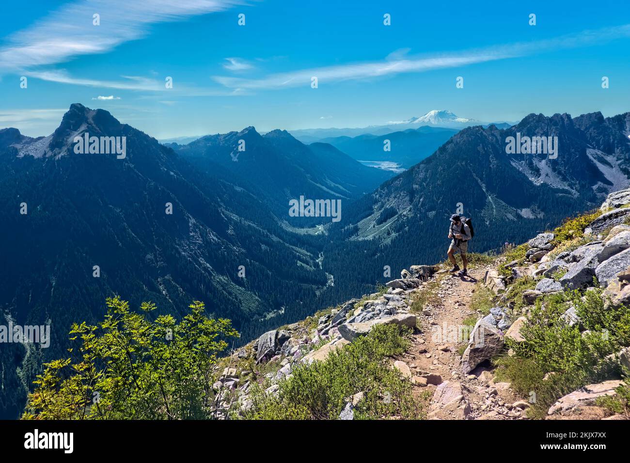 Trekking above Alaska Lake in the North Cascades, Pacific Crest Trail ...