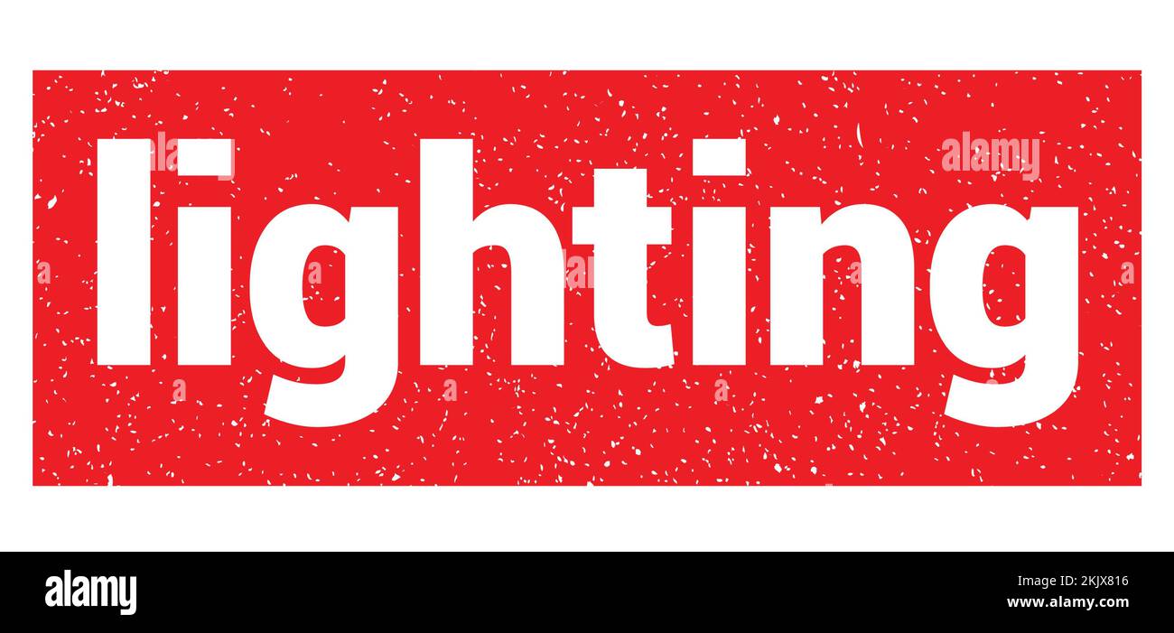 lighting text written on red grungy stamp sign Stock Photo - Alamy