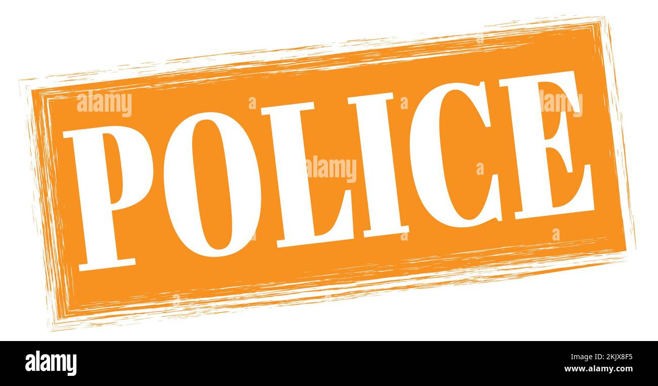 POLICE text written on orange rectangle stamp sign Stock Photo - Alamy