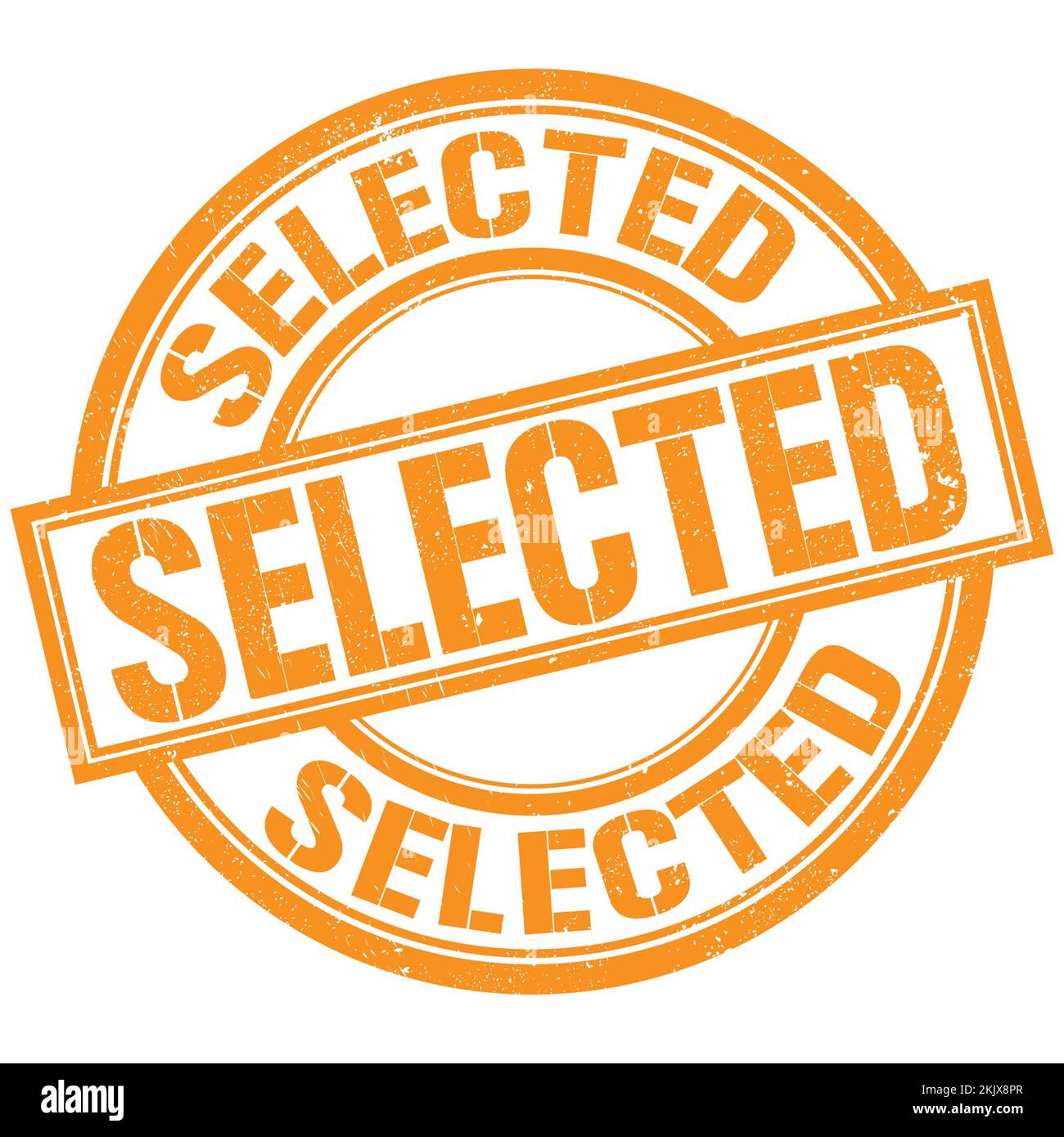SELECTED text written word on orange round stamp sign Stock Photo - Alamy