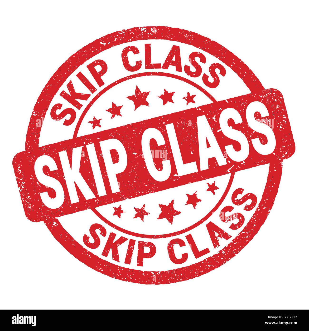 SKIP CLASS text written on red grungy stamp sign Stock Photo - Alamy