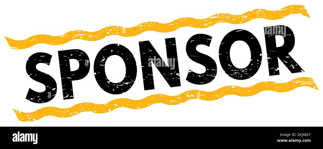 SPONSOR text written on yellow-black lines stamp sign Stock Photo - Alamy