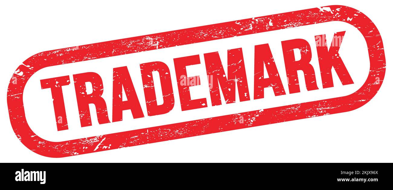 TRADEMARK, text on red rectangle stamp sign Stock Photo - Alamy