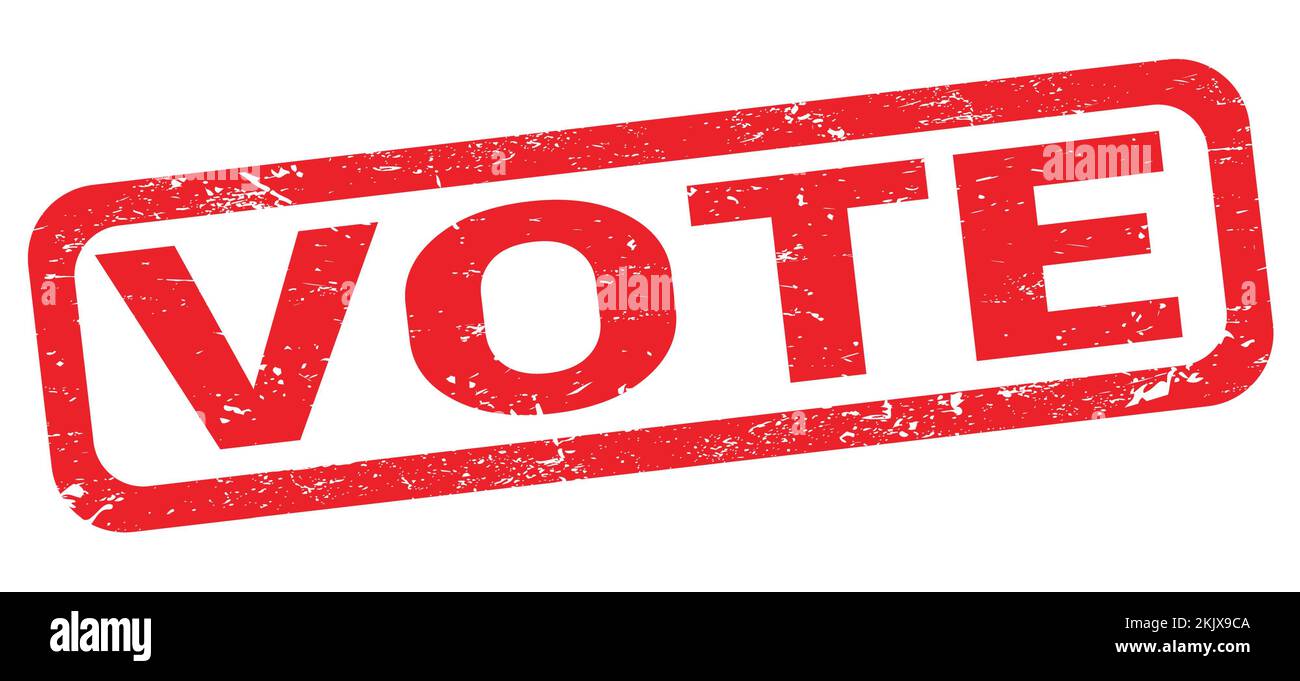 VOTE text written on red rectangle stamp sign Stock Photo - Alamy