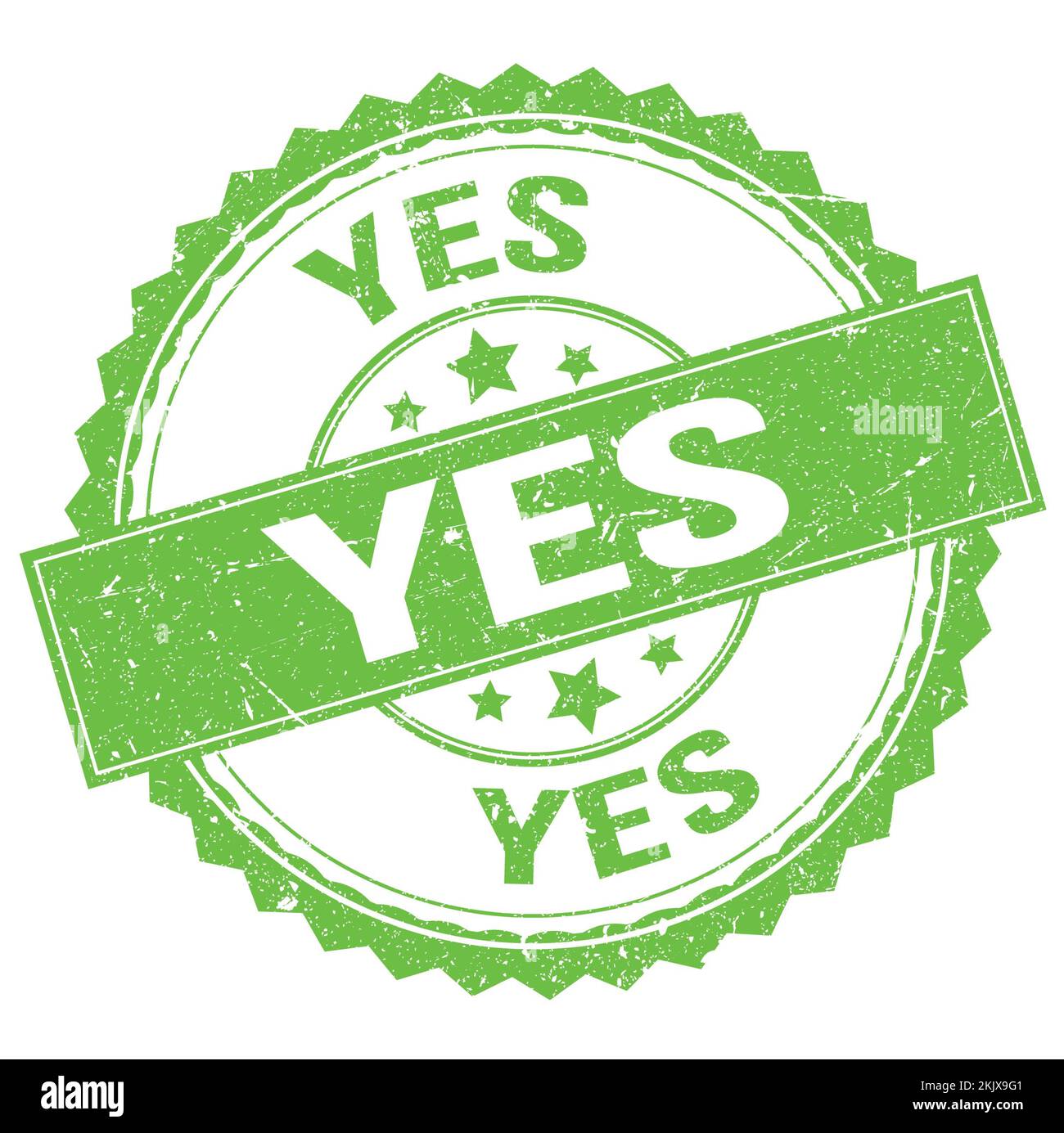 YES text written on green round stamp sign Stock Photo - Alamy