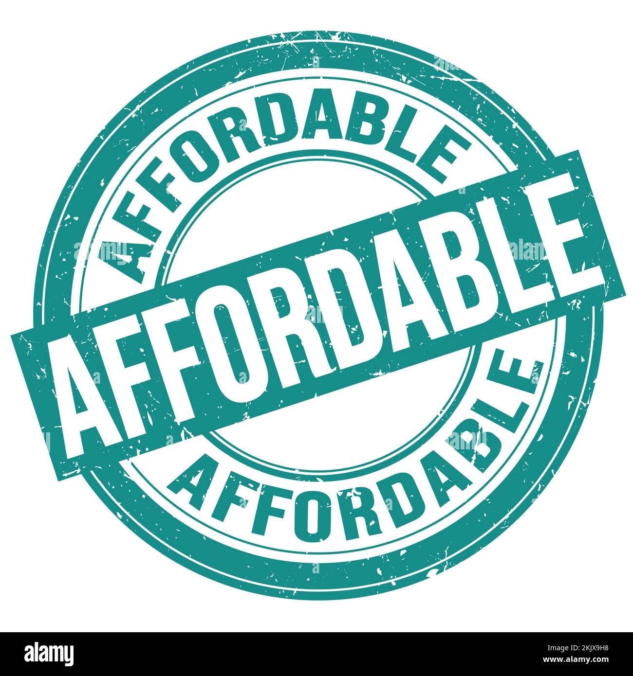 AFFORDABLE text written on blue round grungy stamp sign Stock Photo - Alamy