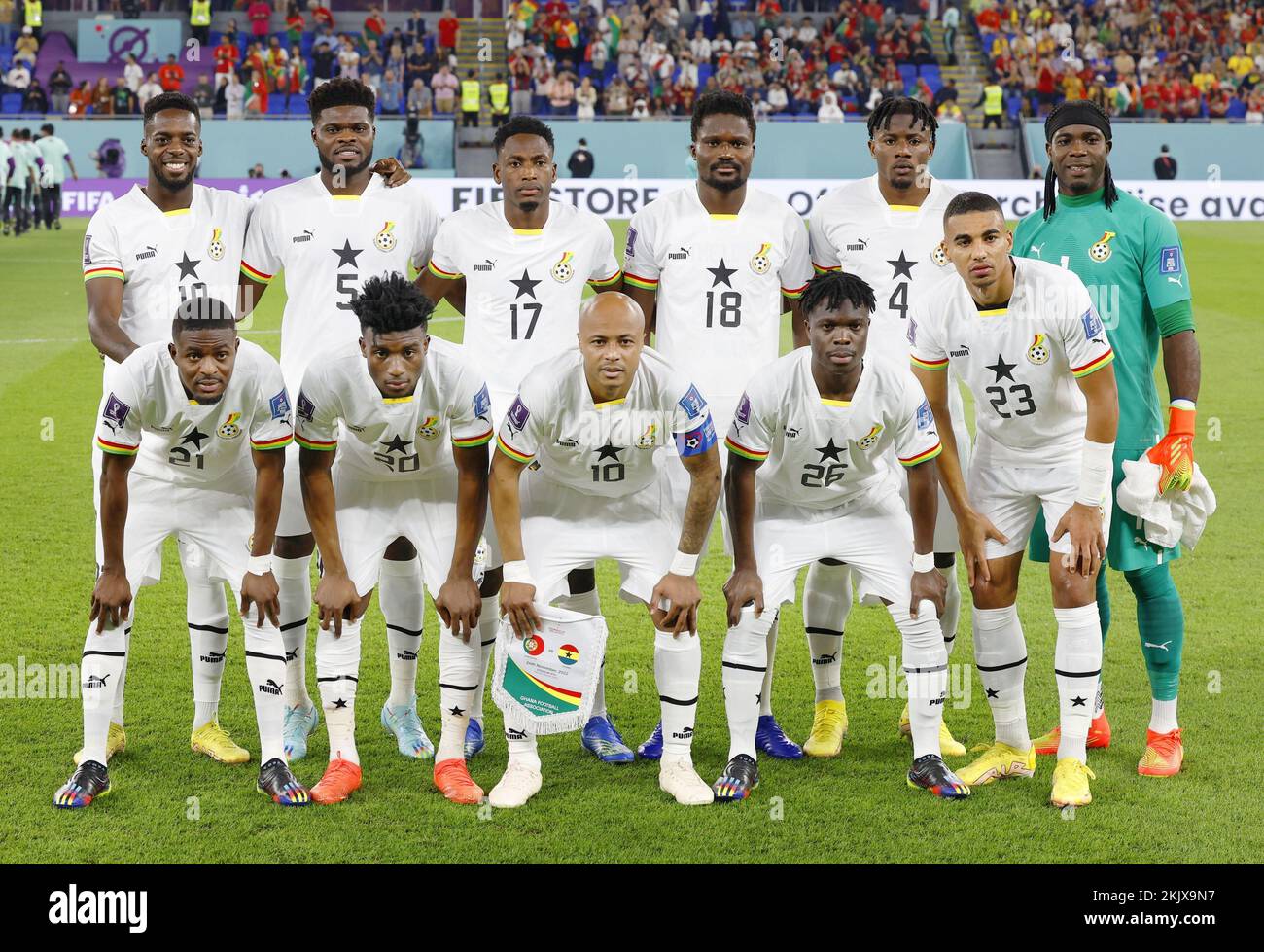 Ghana's starting eleven pose for a photo before their World Cup Group H ...