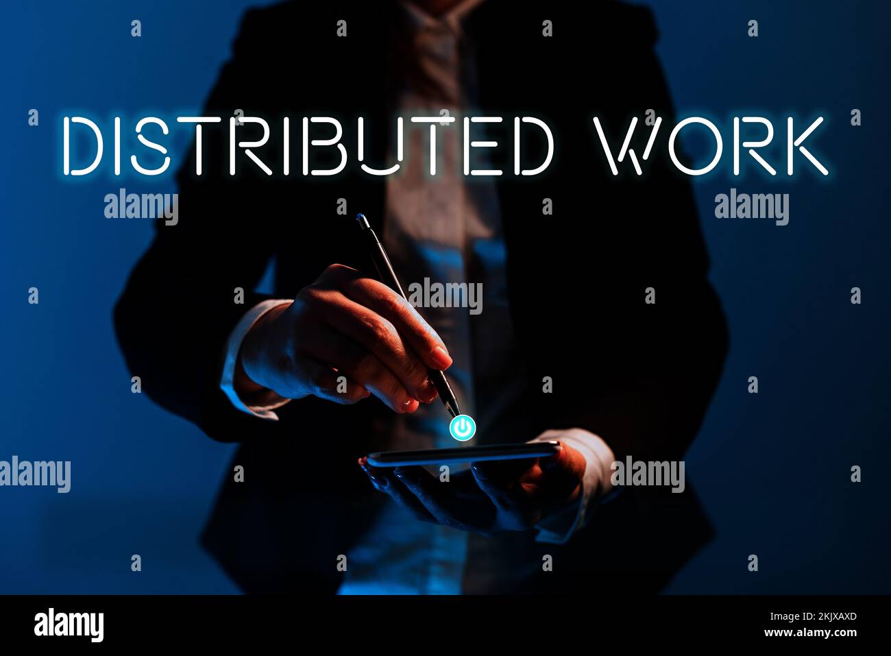 Text showing inspiration Distributed Work. Internet Concept practiced by enterprises using ...