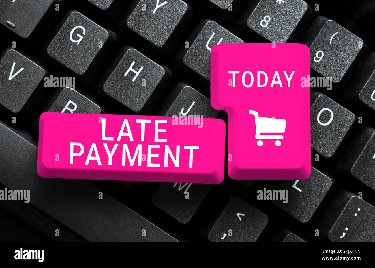 Sign displaying Late Payment. Word Written on payment made to the ...