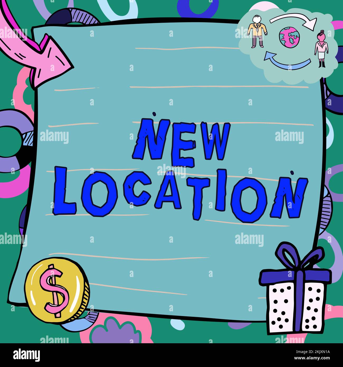 Hand writing sign New Location. Concept meaning Get located on a new ...