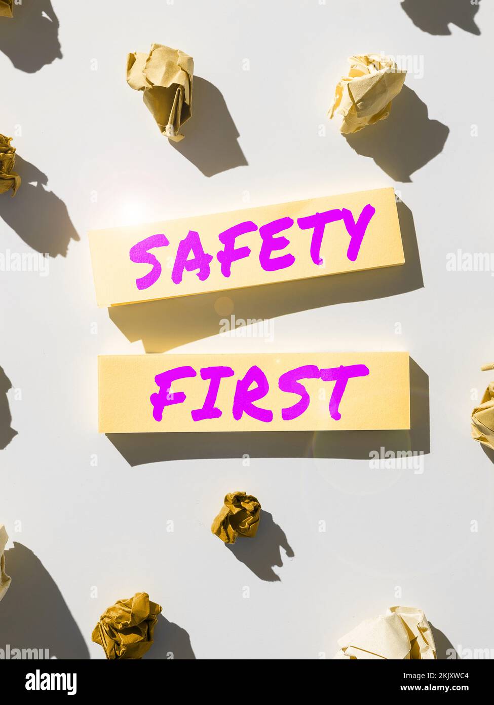 Sign displaying Safety First. Conceptual photo Avoid any unnecessary ...