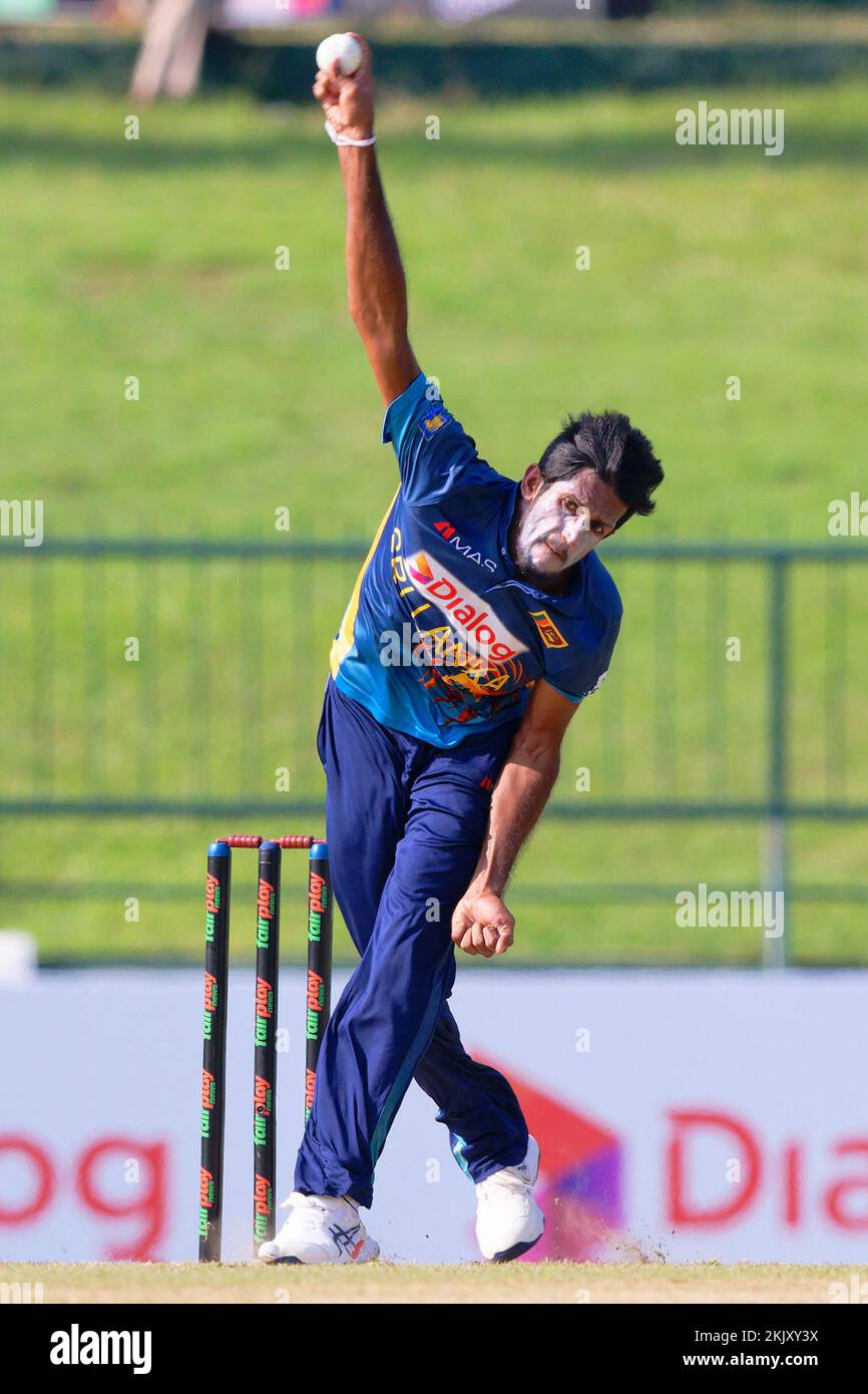 Kandy, Sri Lanka. 25th November 2022. Sri Lanka's Kasun Rajitha ...