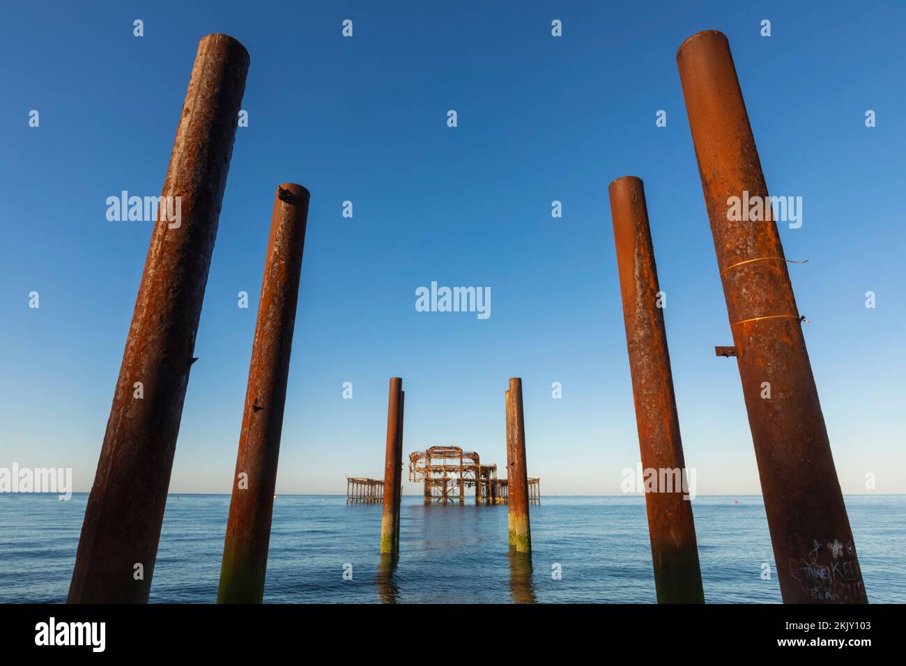 England, East Sussex, Brighton, Ruins of The Old West Pier Stock Photo ...