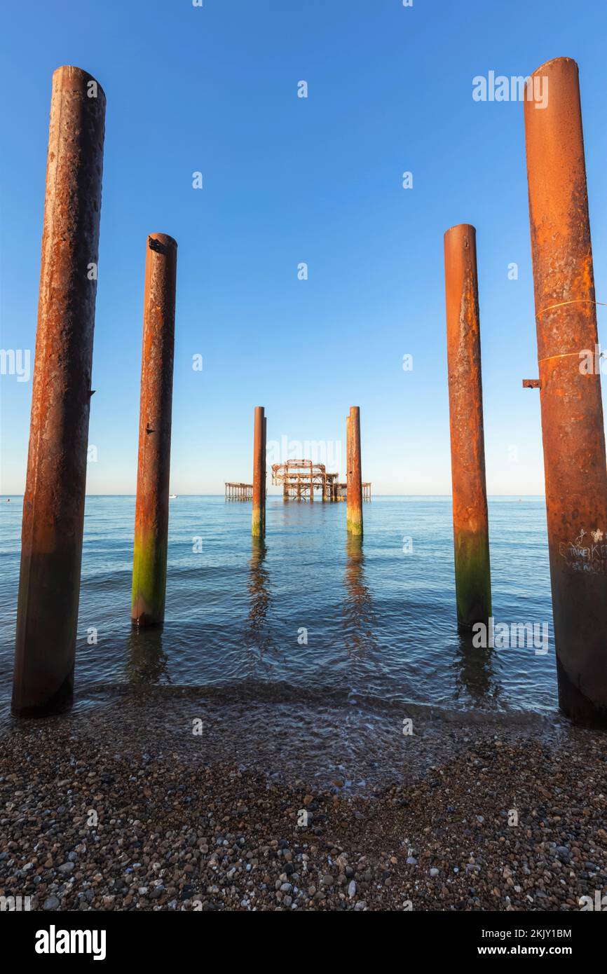 England, East Sussex, Brighton, Ruins of The Old West Pier Stock Photo ...