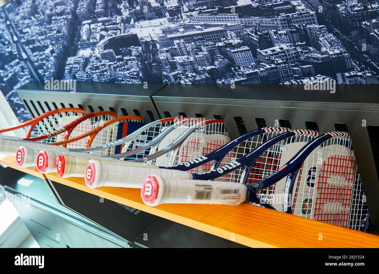 Souvenirs in the official store at Roland Garros tennis complex in ...