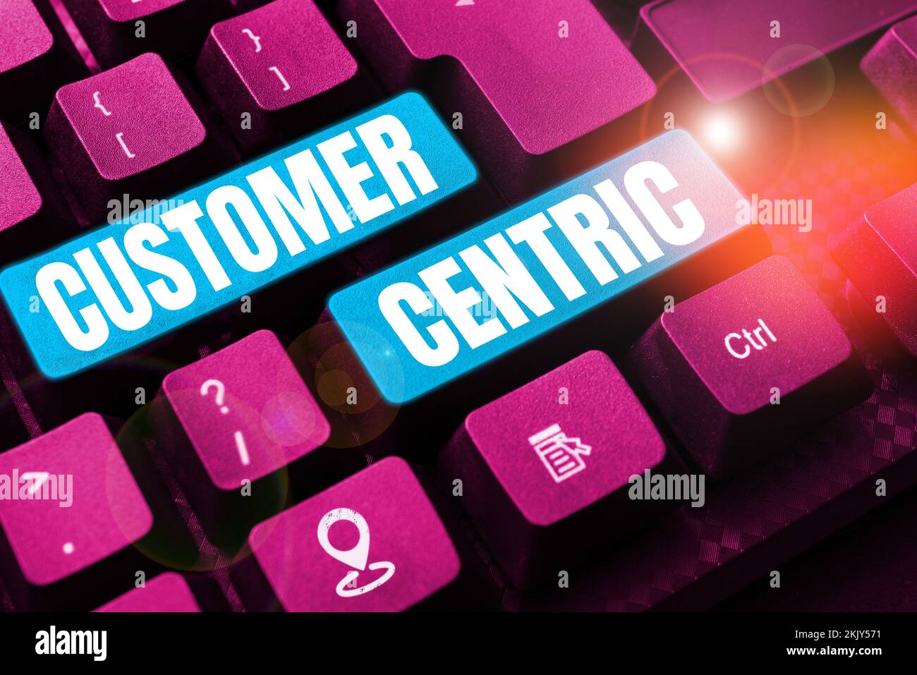Text caption presenting Customer Centric. Conceptual photo process of ...