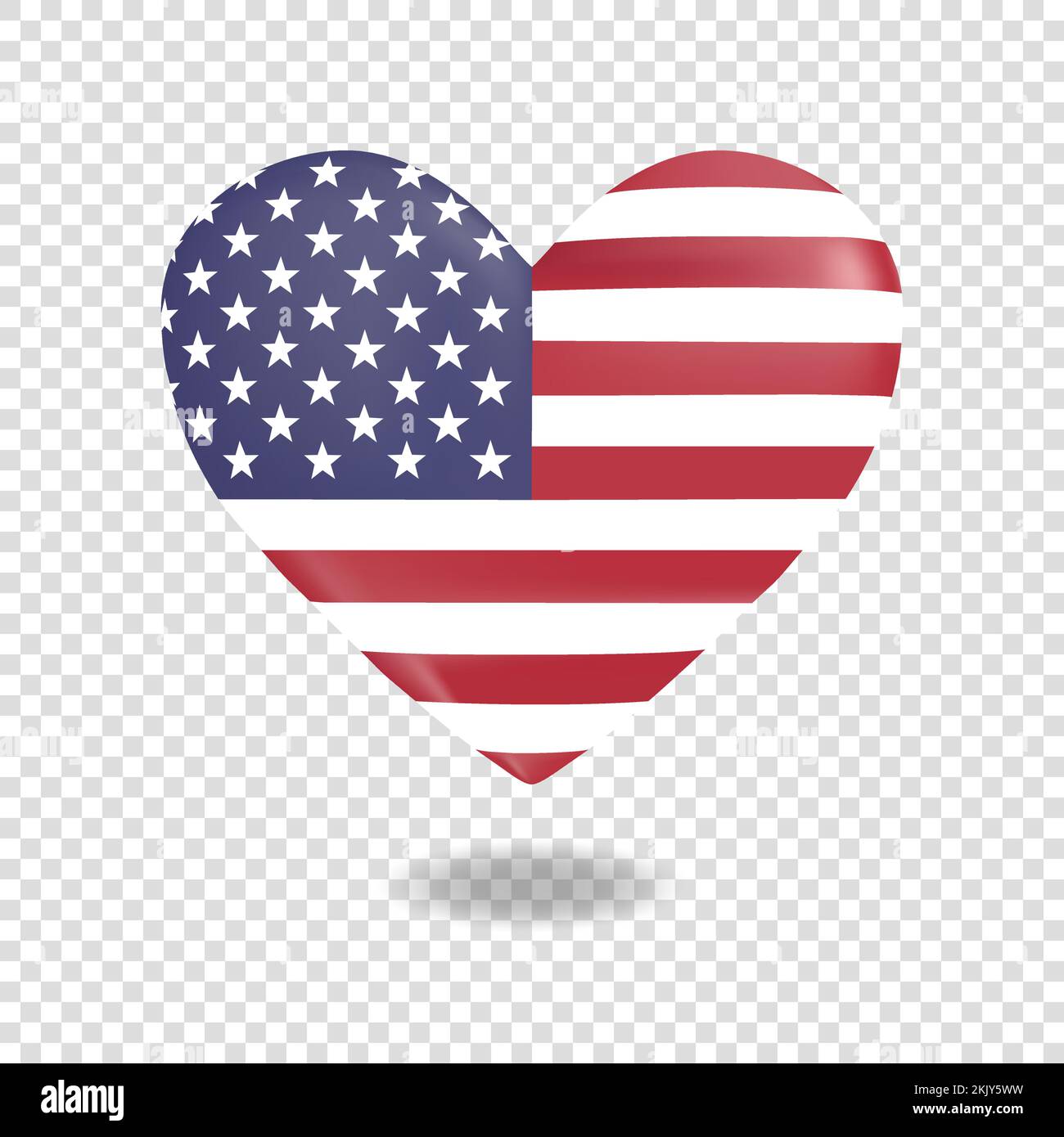 Volumetric heart of America on checkered background denoting ...