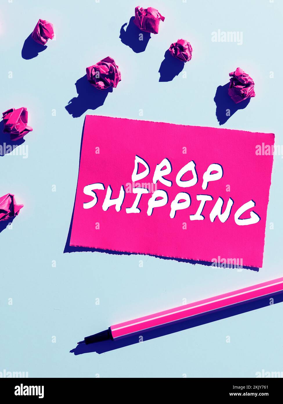 Conceptual caption Drop Shipping. Word for to send goods from a ...