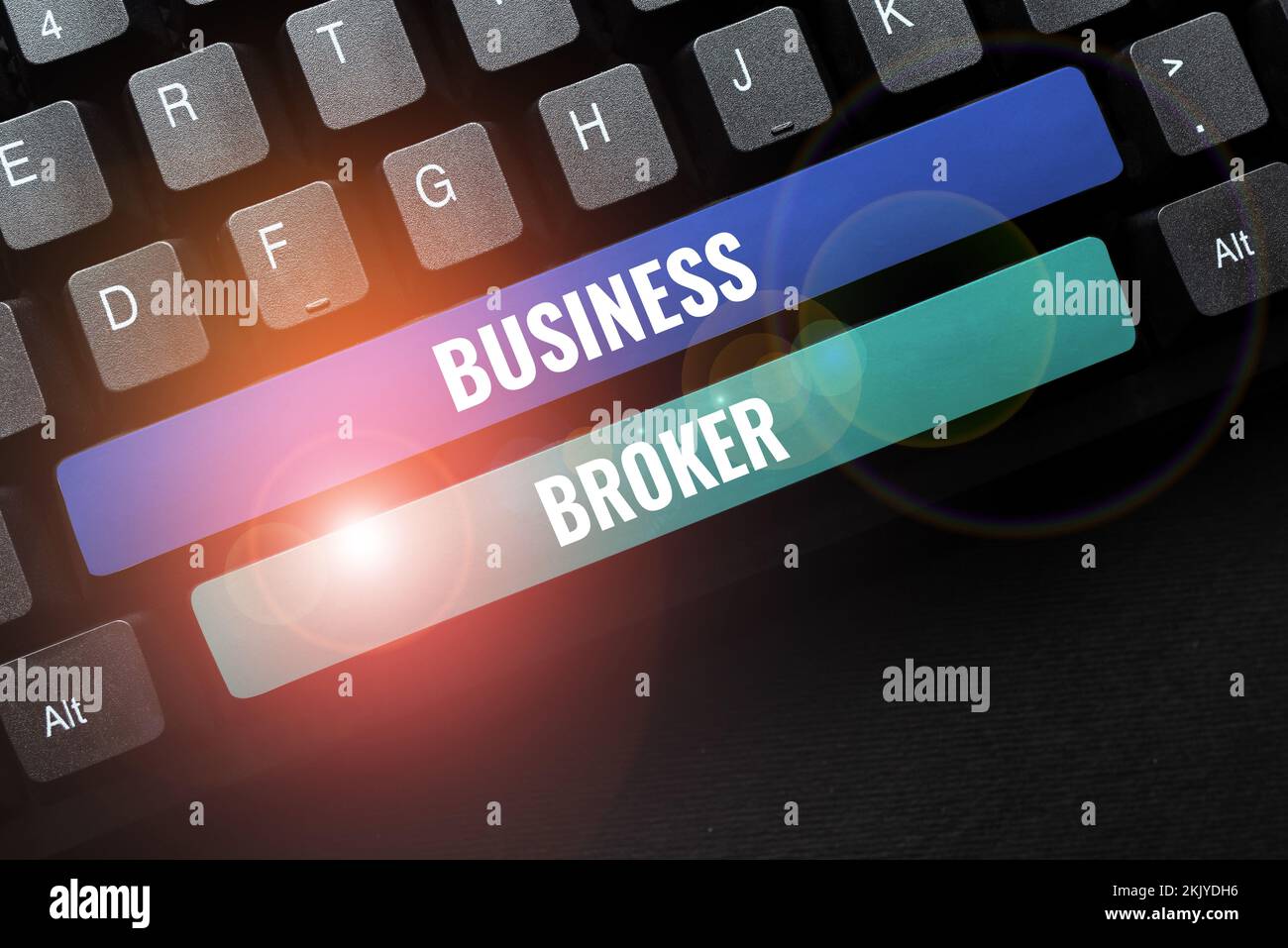 Text caption presenting Business Broker. Business overview publishing short-form content of a ...