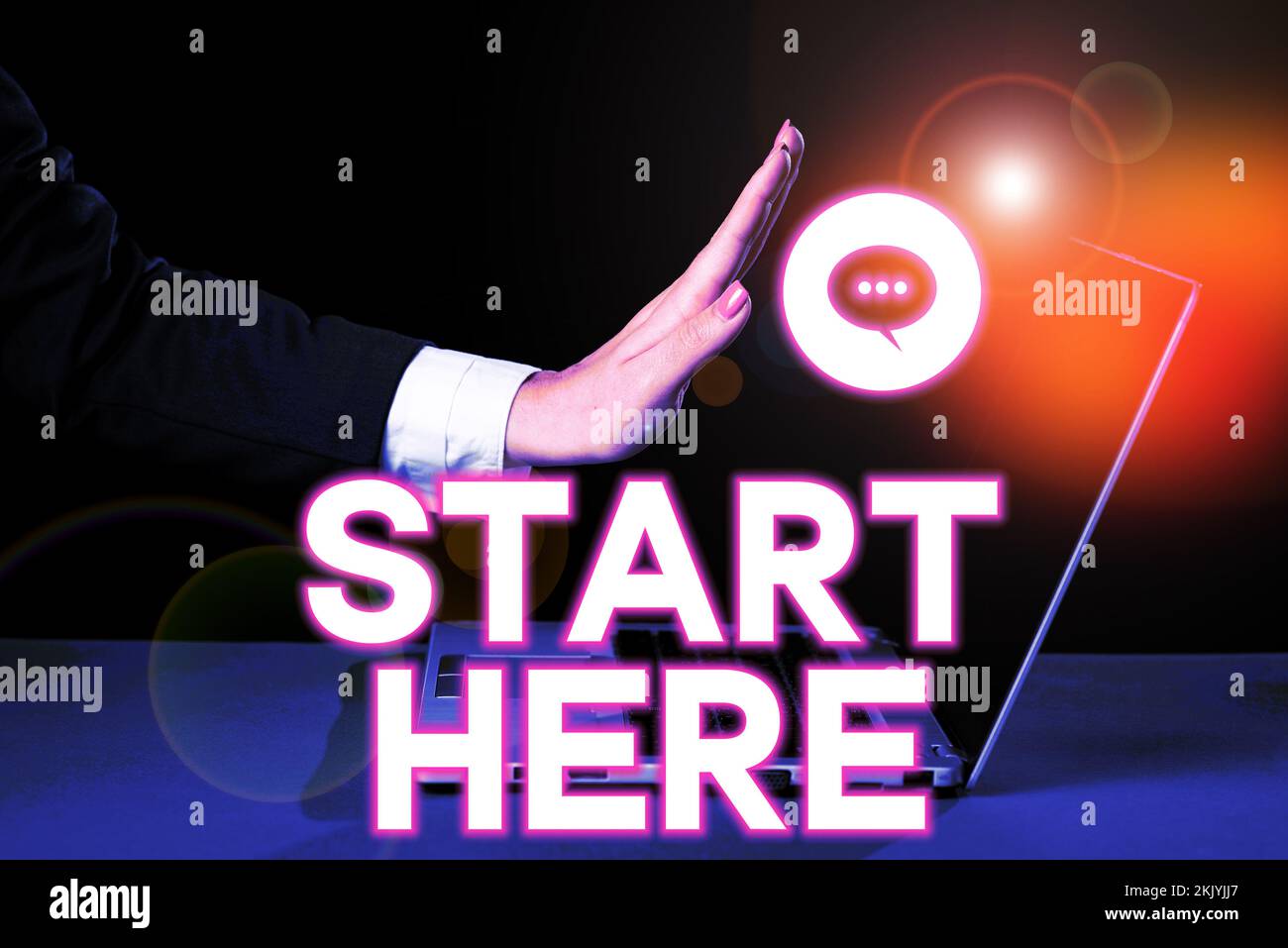 Text sign showing Start Here. Business concept telling someone this is ...