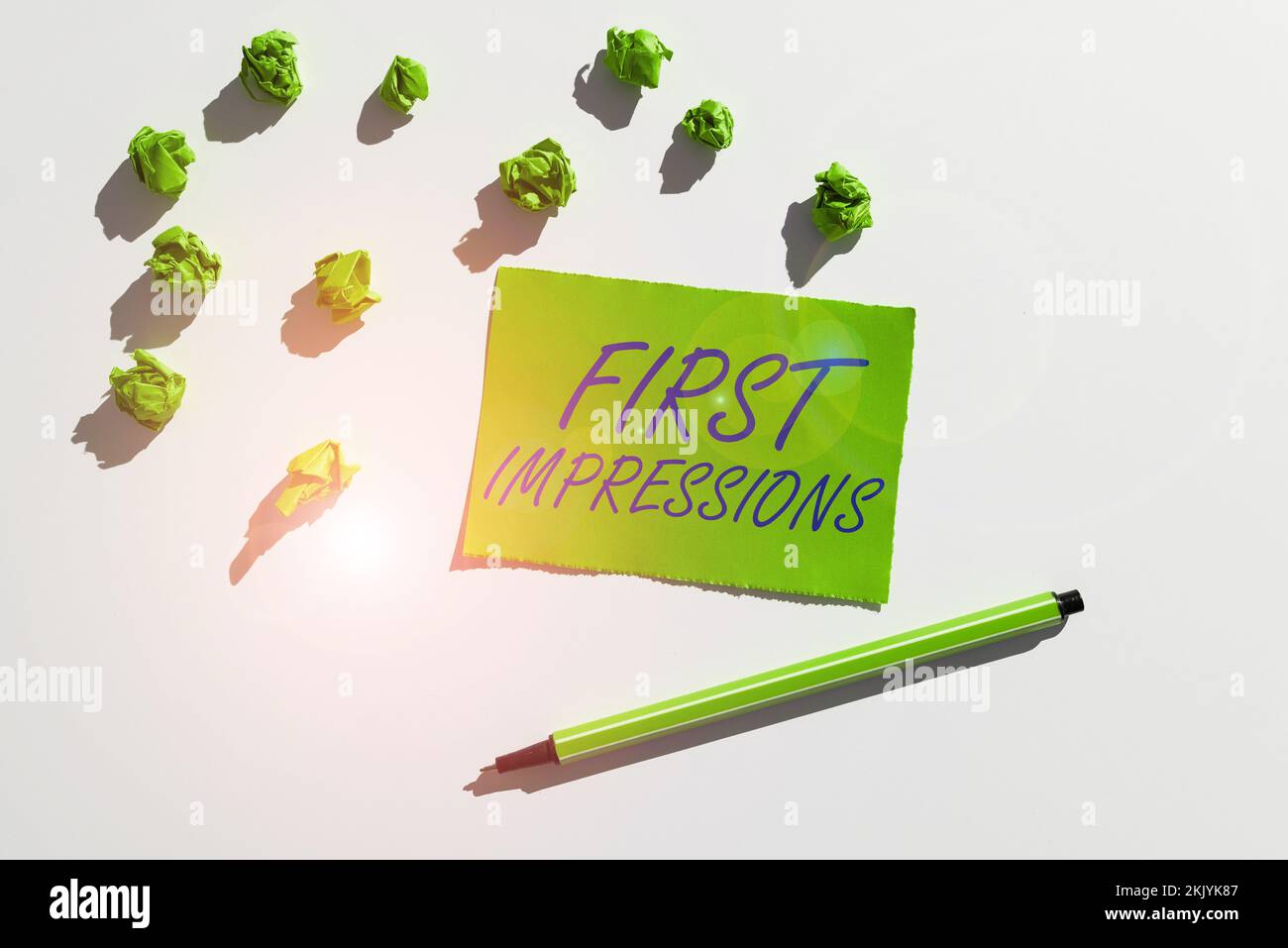 Sign displaying First Impressions. Business overview What a person ...