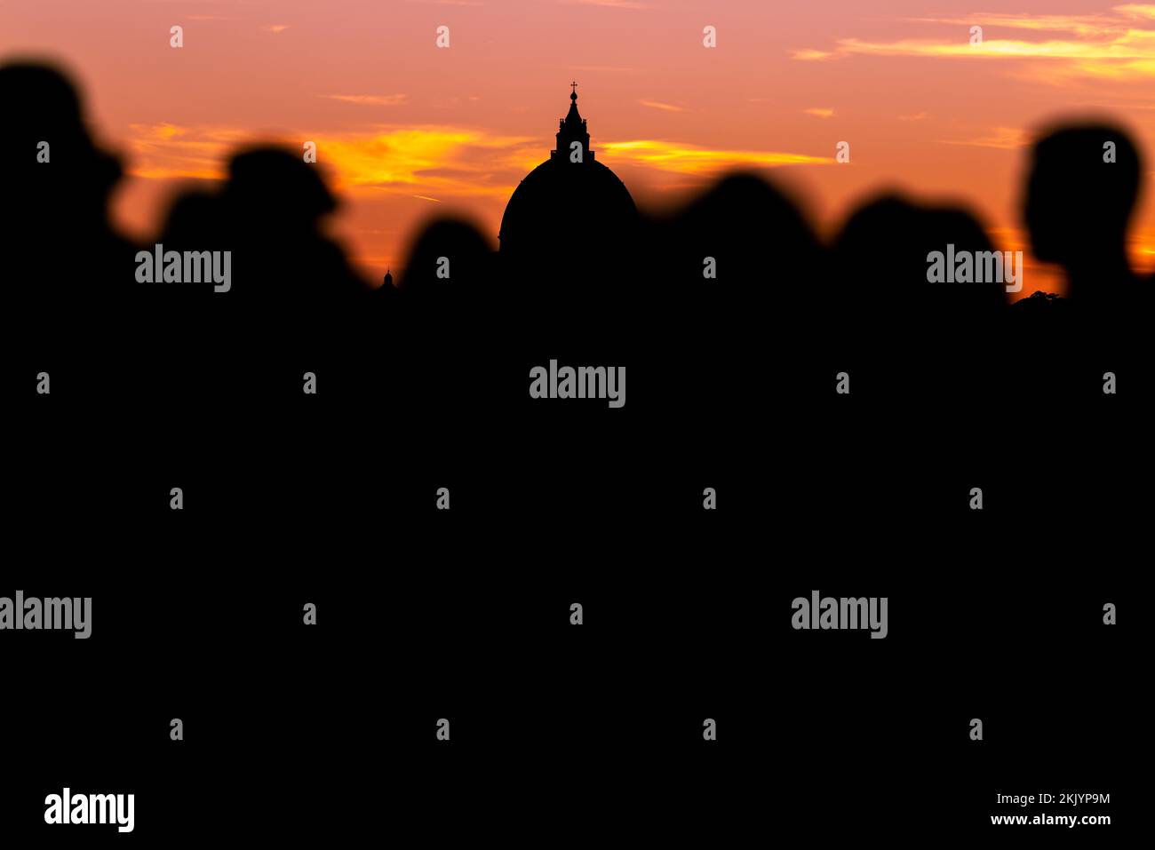 Rome, Italy- November 2022: Romantic sunset view from Villa Borghese ...