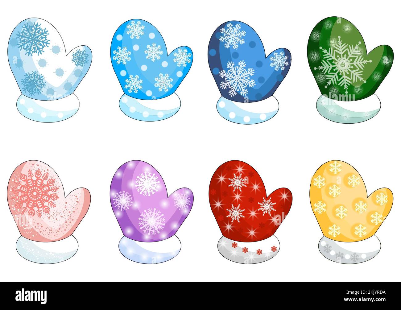 - Winter colorful mittens with a pattern of snowflakes. Clipart JPEG ...