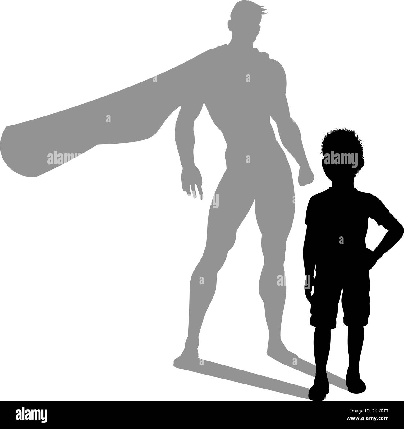 Superhero Child Kid With Super Hero Shadow Stock Vector Image & Art - Alamy