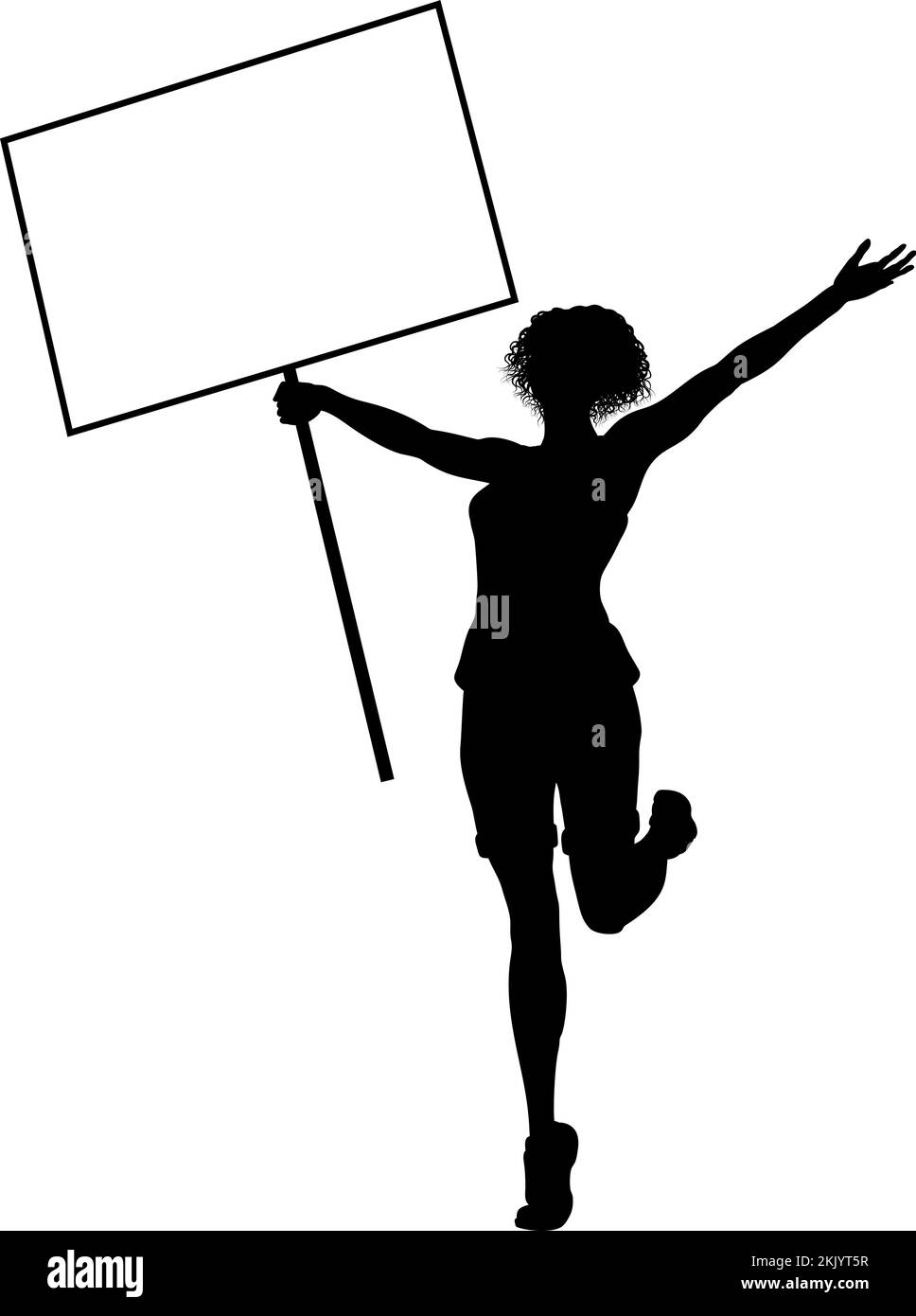 Protest Rally March Picket Sign Silhouette Person Stock Vector Image ...