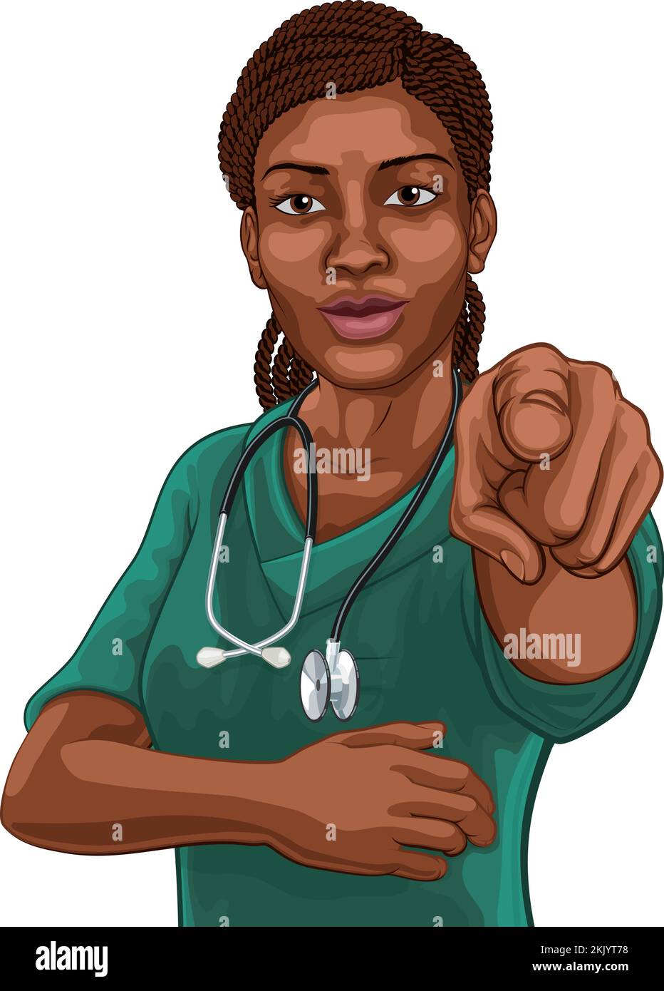 Black Woman Medical Doctor Nurse Pointing Stock Vector Image & Art - Alamy