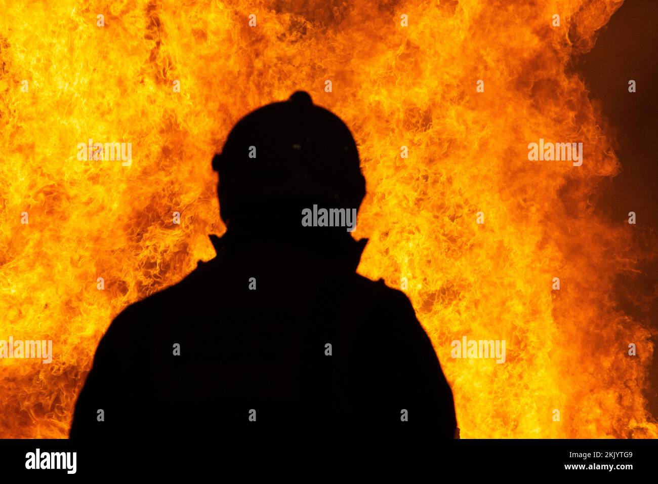 Firefighters putting out a fire. Accident and disaster. Protection ...