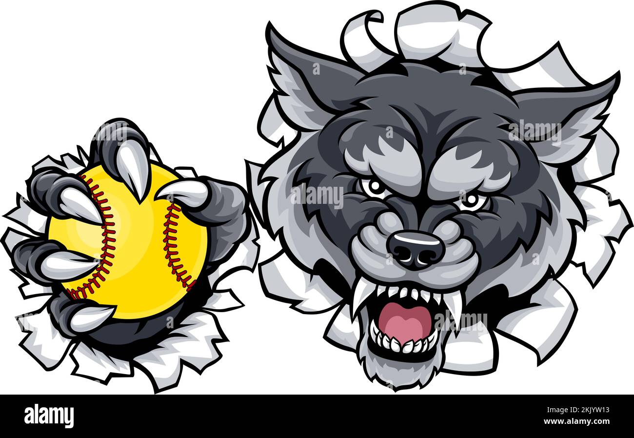 Wolf Bobcat Softball Animal Sports Team Mascot Stock Vector Image & Art ...