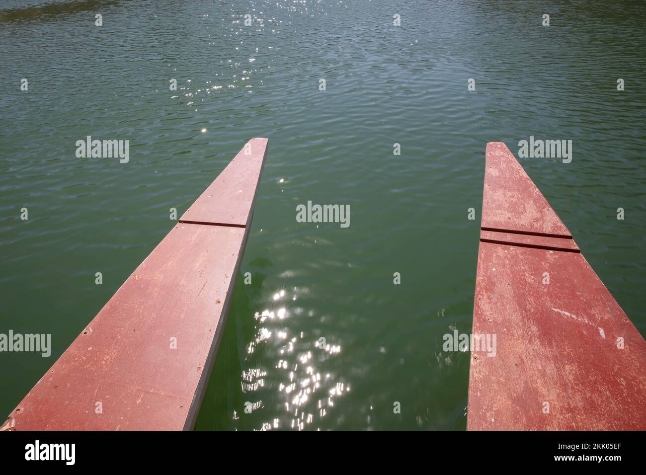Canoe bow on lake,Travel Concept Stock Photo - Alamy