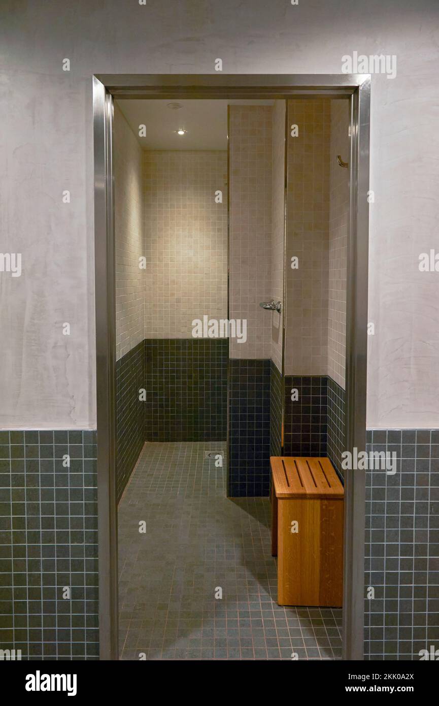 Bathroom and lockers room at Roland Garros tennis complex in Paris ...