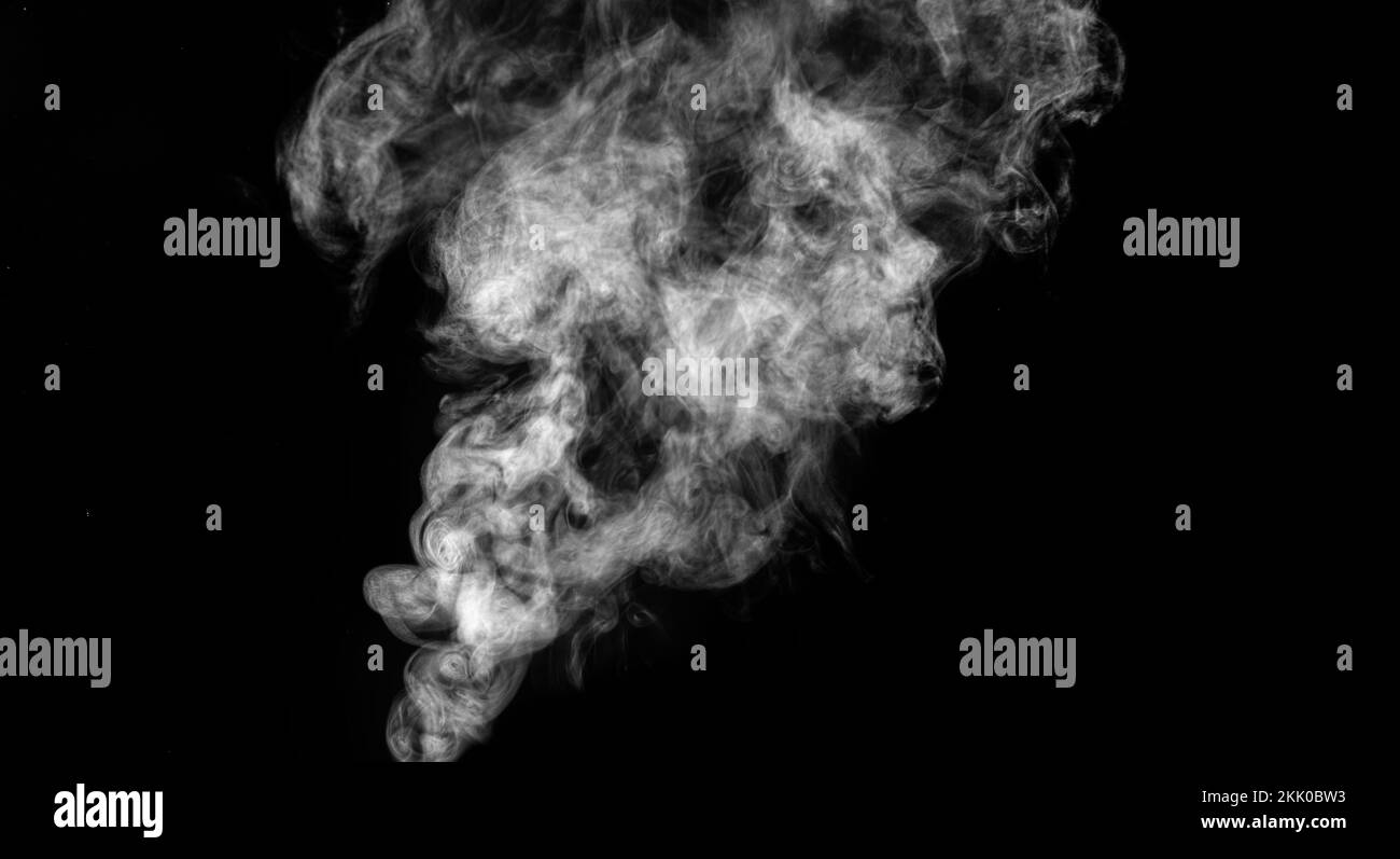 White steam on an black background Stock Photo - Alamy