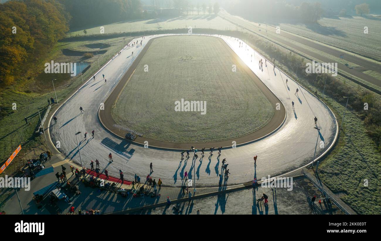 An outdoor skating rink in the eastern part of the Netherlands after a ...