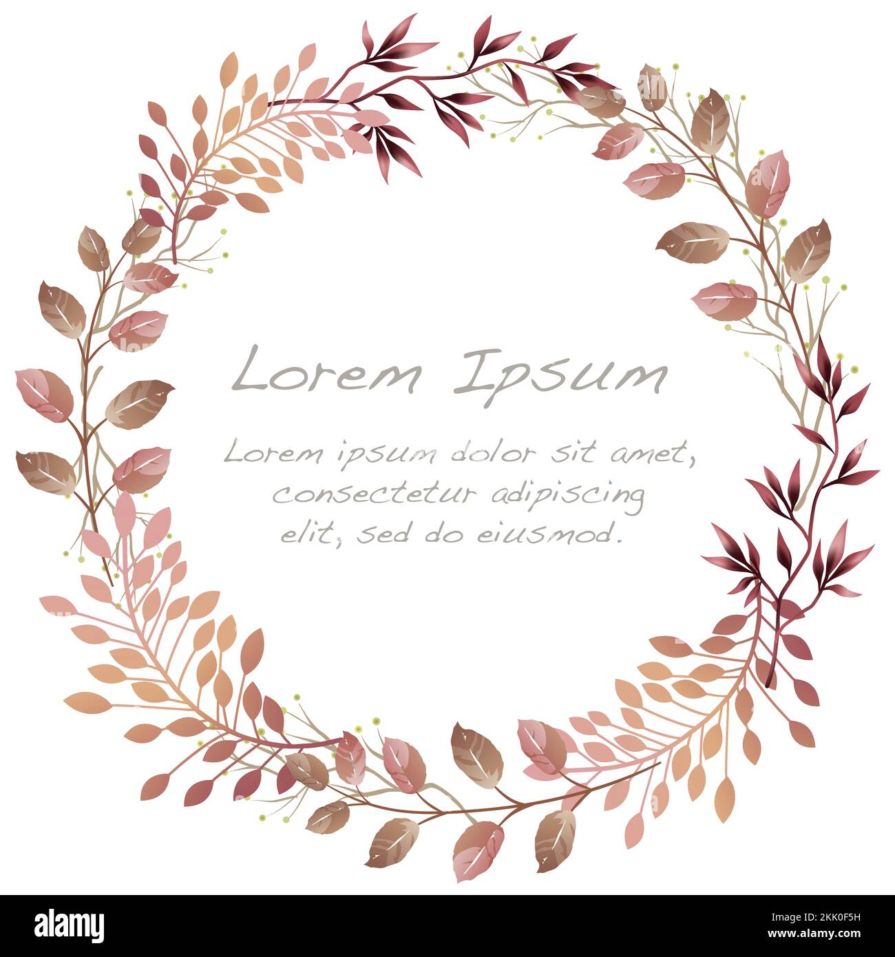 Vector Round Watercolor Botanical Frame Isolated On A White Background ...