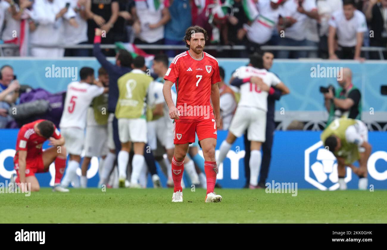 Wales' Joe Allen looks dejected after the FIFA World Cup Group B match ...
