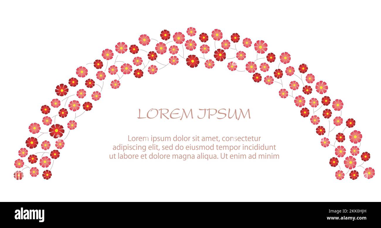 Vector Pink And Red Floral Arch Frame With Text Space Isolated On A ...