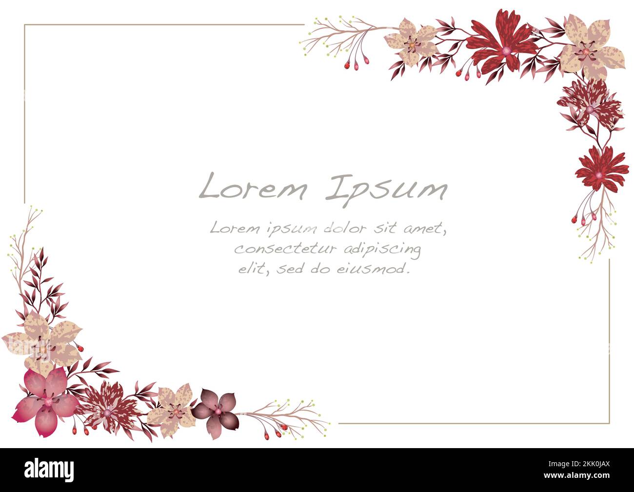 Vector Watercolor Rectangle Floral Frame Isolated On A White Background ...