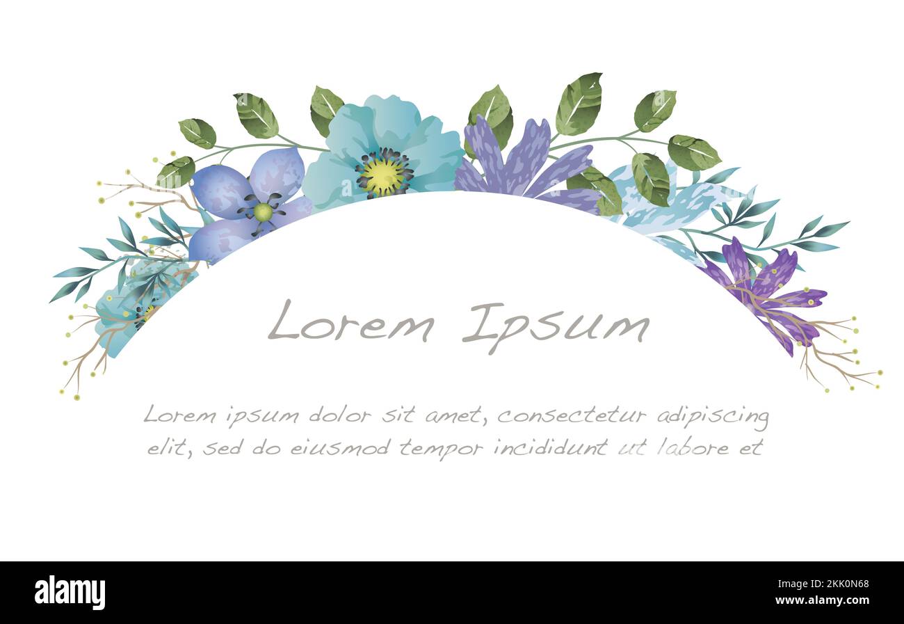 Vector watercolor floral arch background with text space isolated on a ...